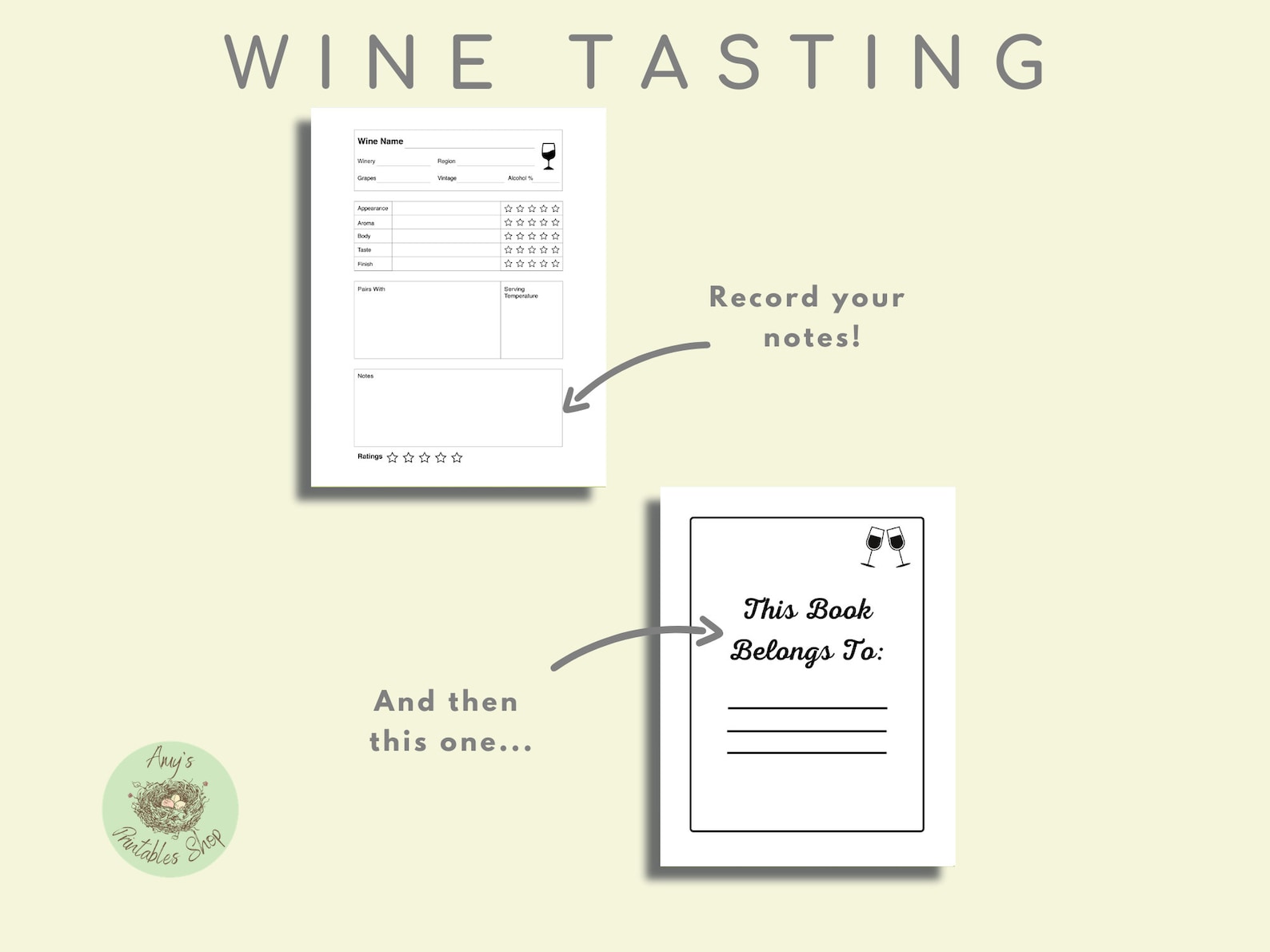 Wines Tasting Notes, Wine Tasting Journal, Party at Home Kit, Chart ...
