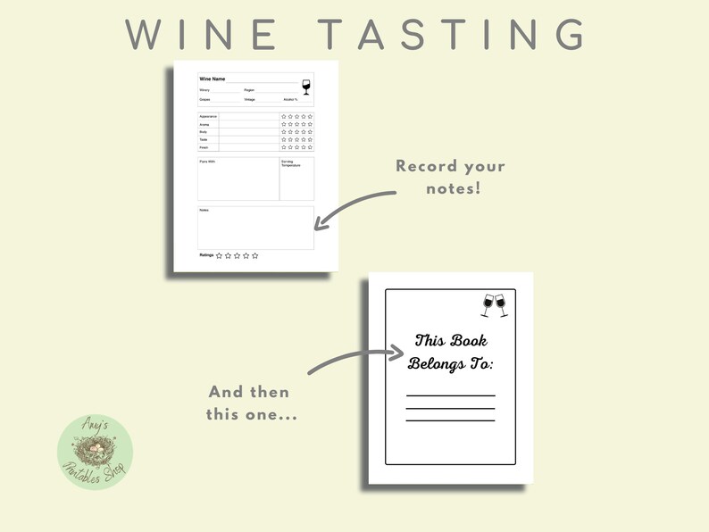 Wines Tasting Notes, Wine Tasting Journal, Party at Home Kit, Chart ...