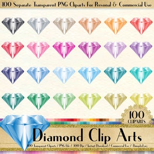 100 Transparent Diamond Clipart, Jewelry Clipart, Fashion Clipart, 100 ...