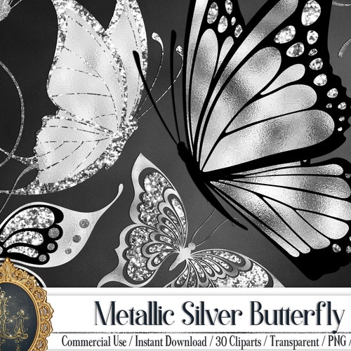 30 Royal Blue Foil and Glitter Butterfly Digital Image 300 Dpi | Etsy