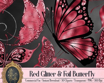 30 Teal Glitter Foil Butterfly Digital Images 300 Dpi Instant | Etsy