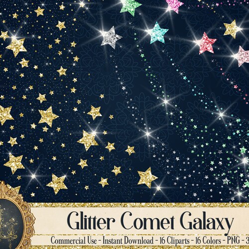 16 Glowing Glitter Comet Star Galaxy Overlay Images 16 Colors | Etsy