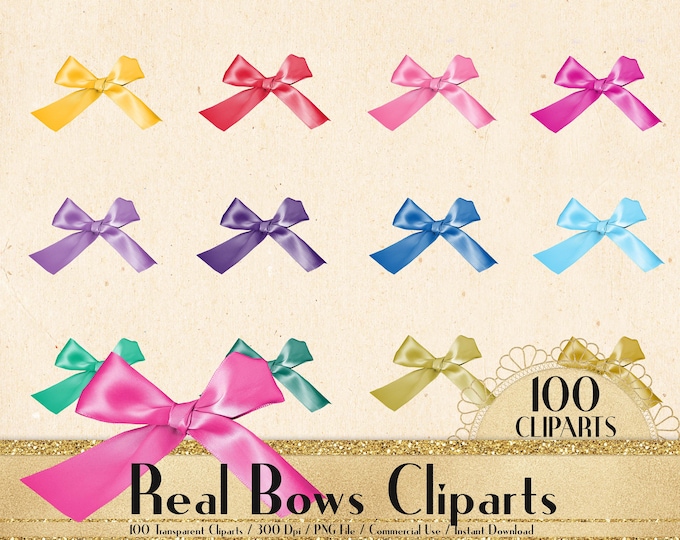 100 Real Bow Cliparts Satin Bow Clipart Planner Clipart - Etsy