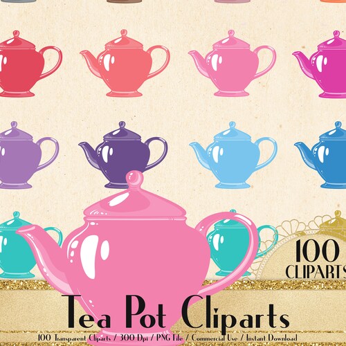 100 Tea Pot Cliparts Garden Party Cliparts Lovely Clipart | Etsy