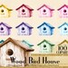 100 Watercolor Wooden Bird House Cliparts Planner Clipart | Etsy