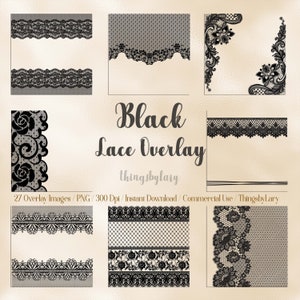 27 Black Lace Overlays Borders Frames Images PNG Transparent 300 Dpi ...