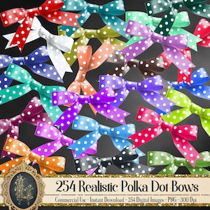 254 Realistic Polka Dot Bows Digital Images 300 Dpi PNG Transparent ...