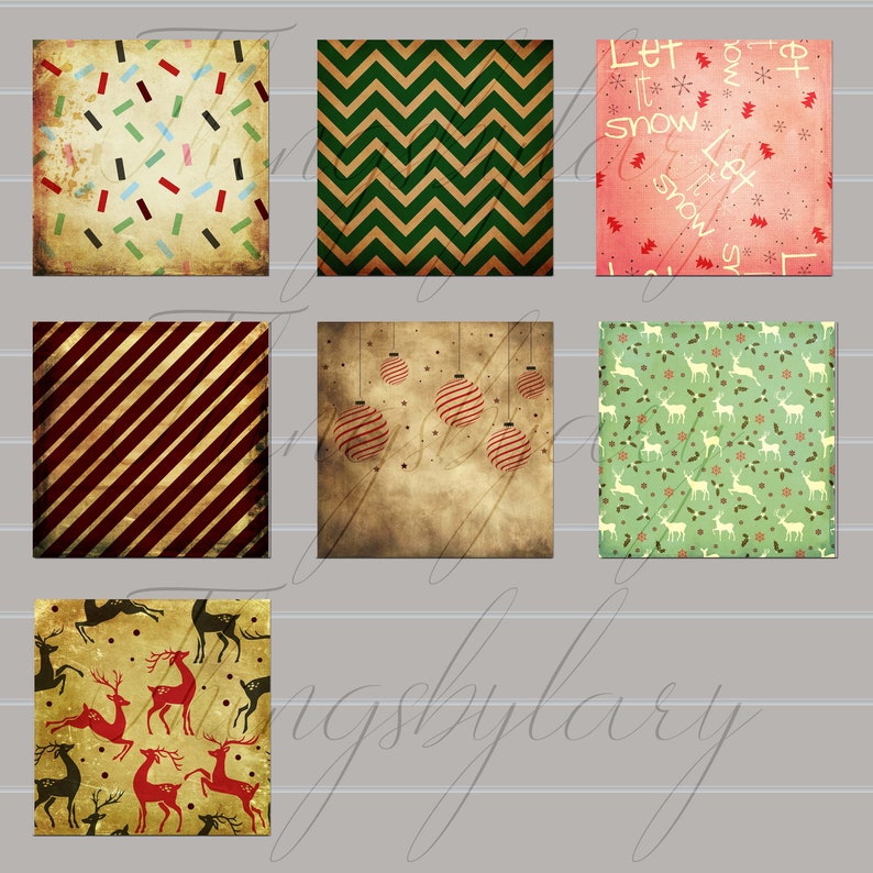 16 Antique Christmas Digital Paper 12 Inch Instant Download Commercial ...