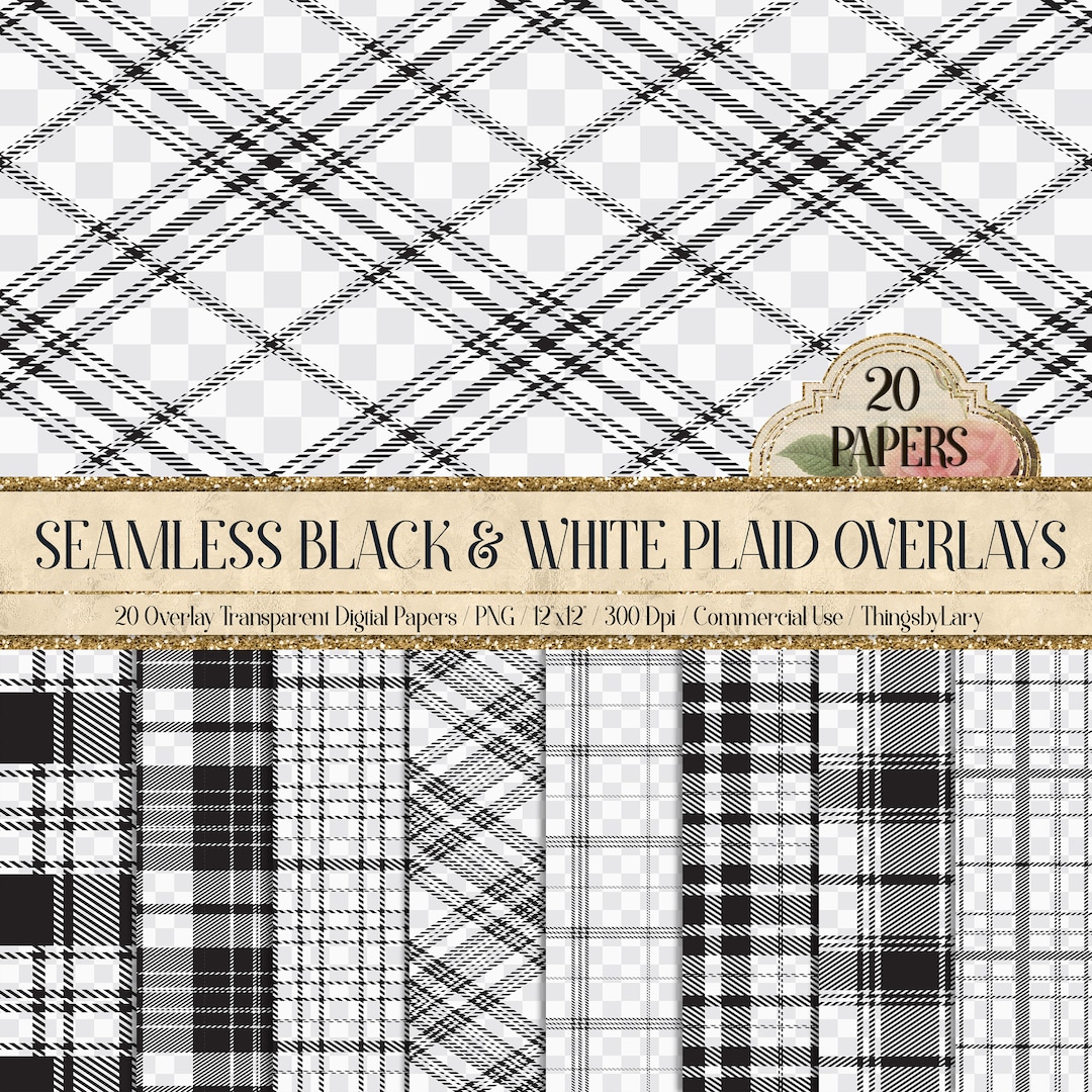 20 Seamless Black Plaid Overlays PNG Images Commercial Use Transparent ...