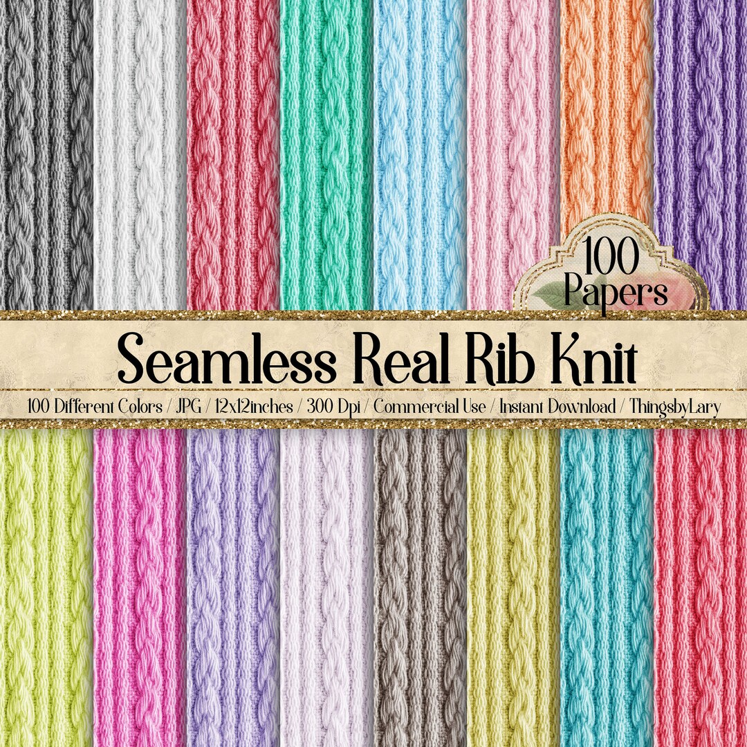 100 Seamless Real Rib Knit Sweater Digital Papers Commercial Use Wool ...