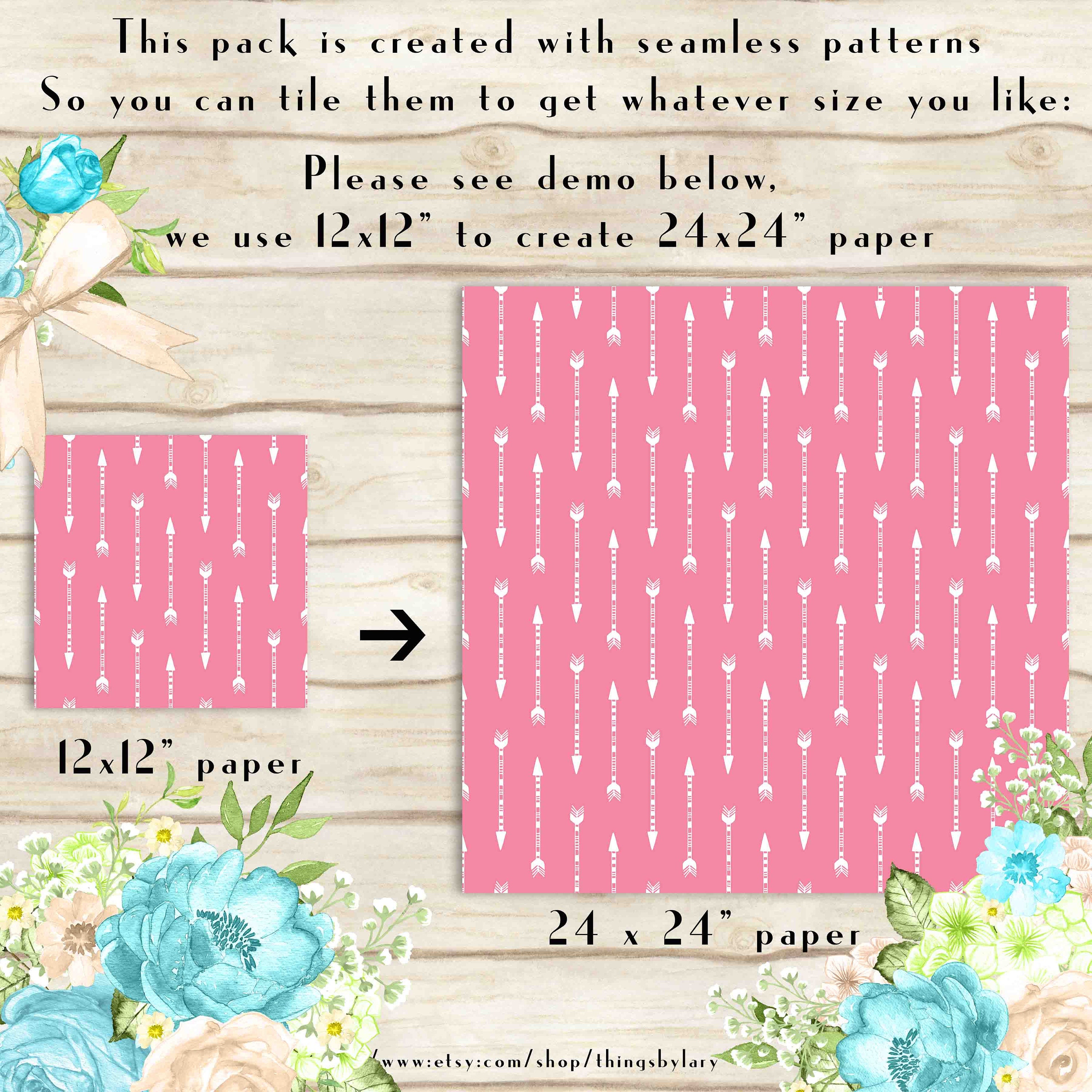 100 Seamless Boho White Arrow Papers in 12" X 12", 300 Dpi Planner ...