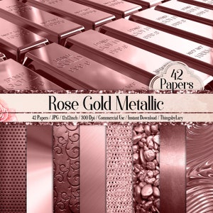 42 Rose Gold Metallic Papers 12 Inch, 300 Dpi Planner Paper, Commercial ...