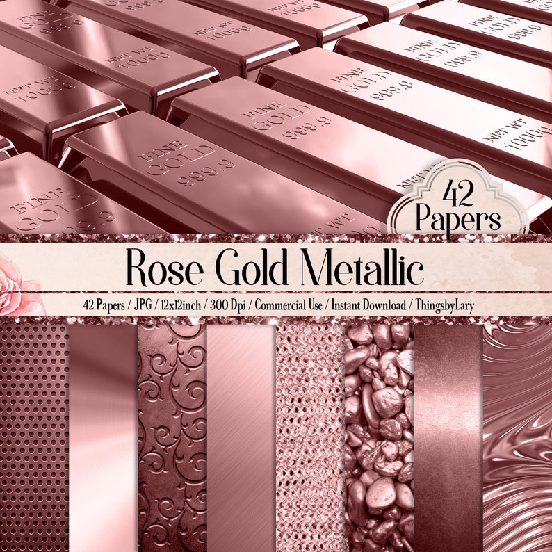 42 Rose Gold Metallic Papers 12 Inch 300 Dpi Planner Paper - Etsy