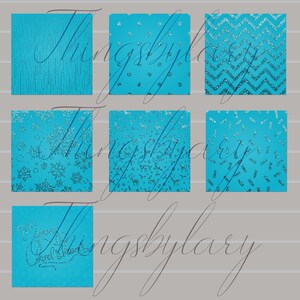 16 Blue Glitter Christmas Digital Papers 12" 300 Dpi Instant Download ...