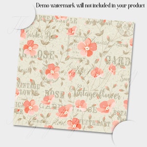14 Vintage Flower Digital Papers 12", Flower Digital Paper, Vintage ...