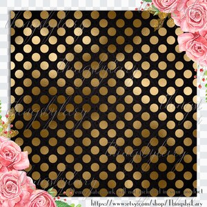 16 Luxury Black and Gold Polka Dot Digital Papers, Commercial Use ...