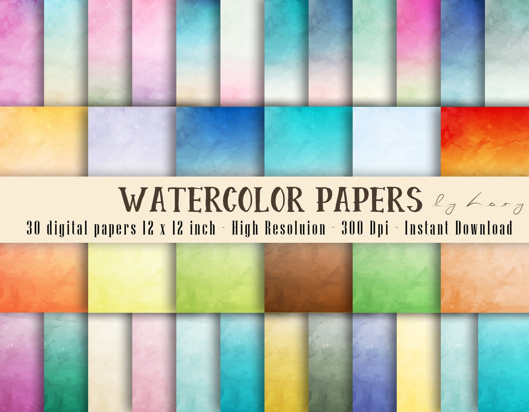 30 Ombre Watercolor Digital Papers in 12 X 12 Inch 300 Dpi Instant ...