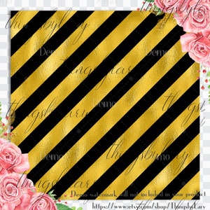 16 Black and Gold Seamless Striped Pattern Digital Papers 12 Inch 300 ...