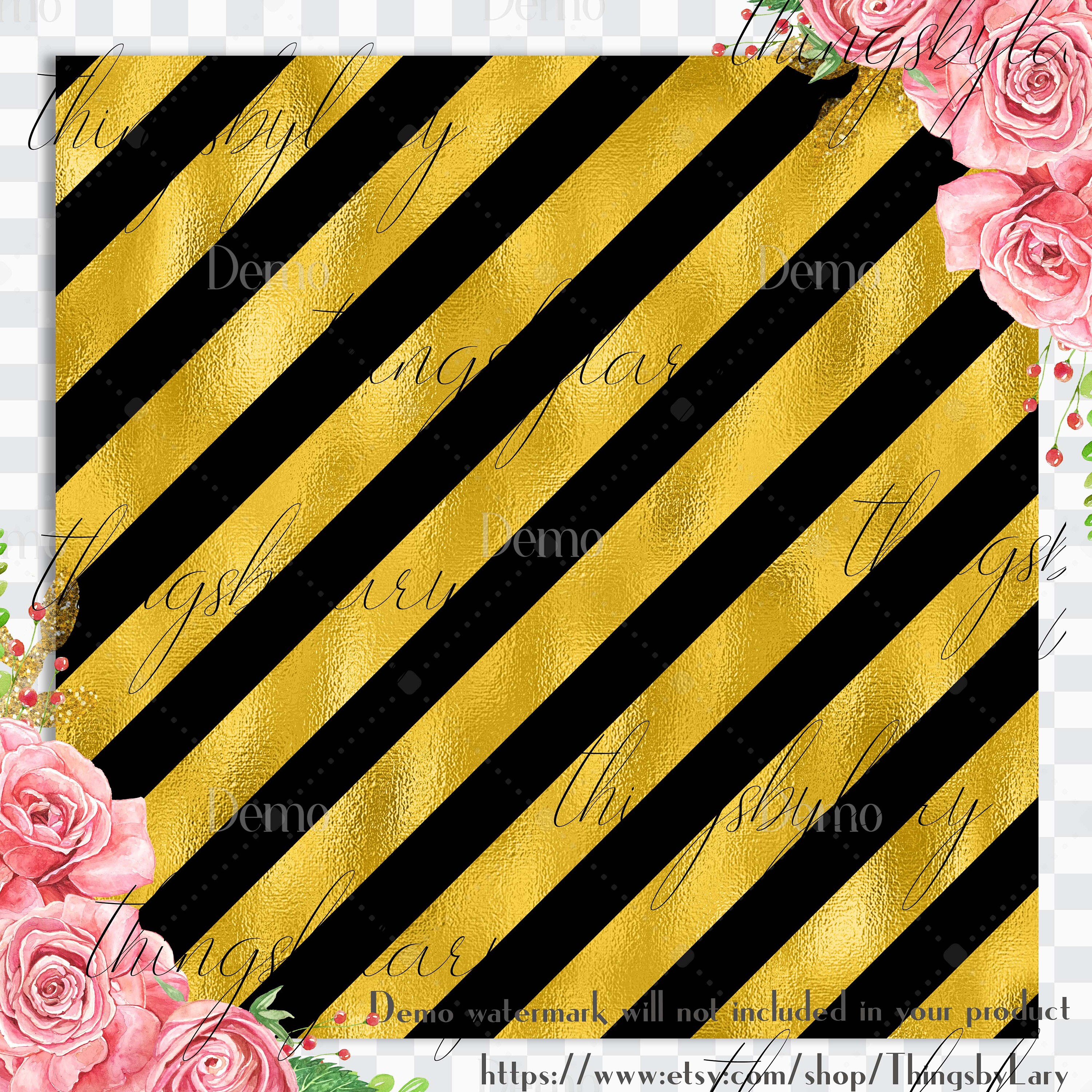 16 Black and Gold Seamless Striped Pattern Digital Papers 12 | Etsy