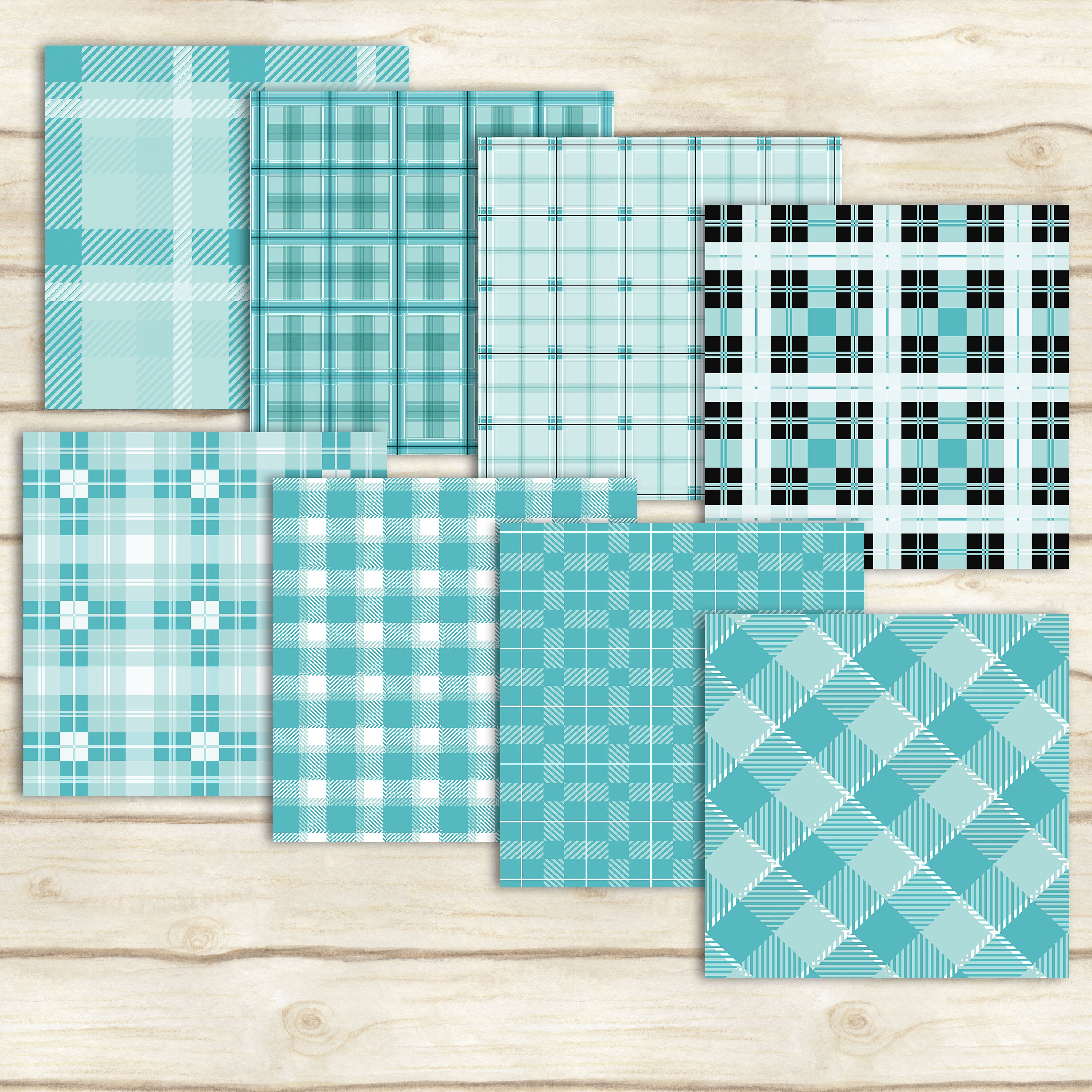 24 Turquoise Plaid Digital Papers in 12 X 12 Inch 300 Dpi - Etsy UK