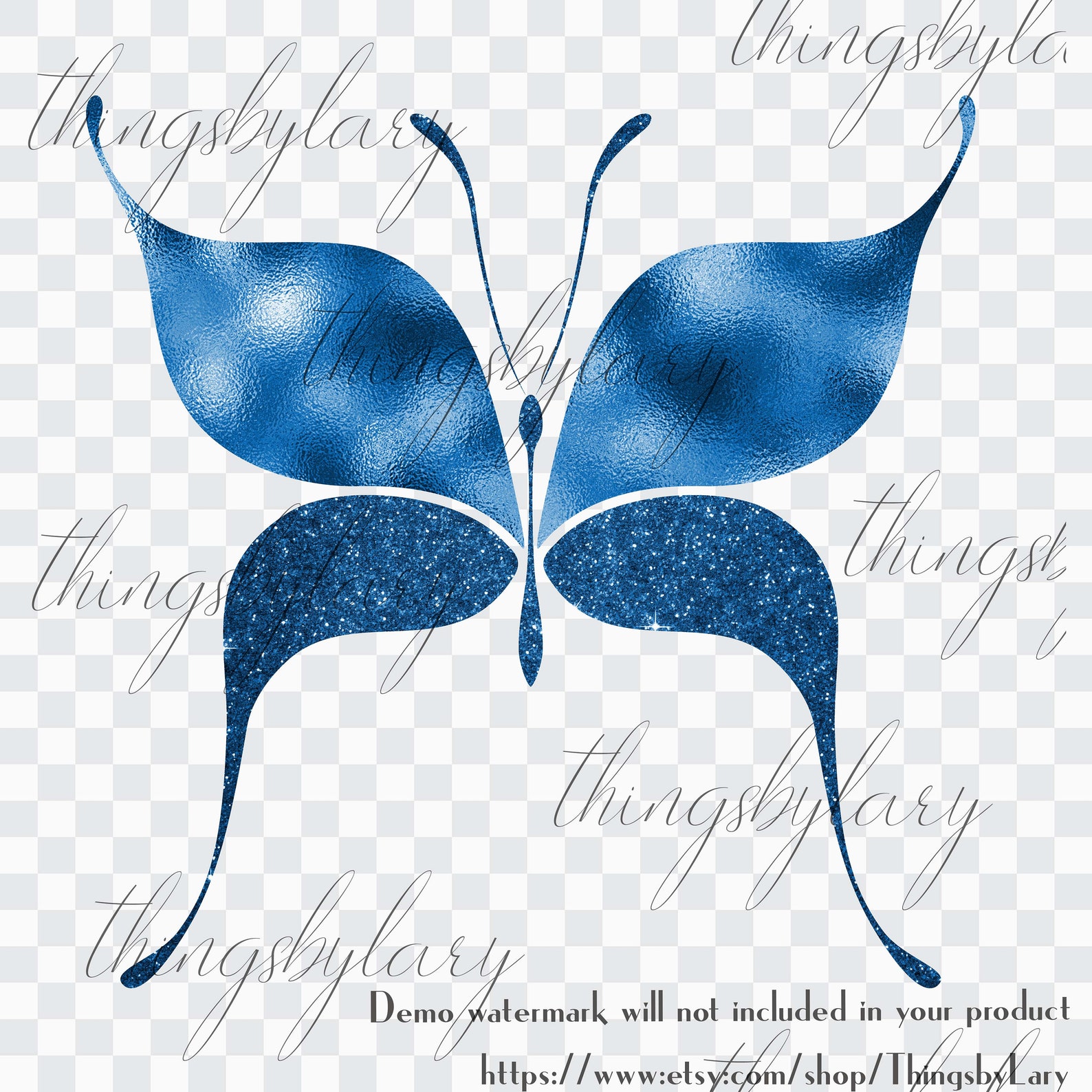 30 Royal Blue Foil and Glitter Butterfly Digital Image 300 Dpi - Etsy