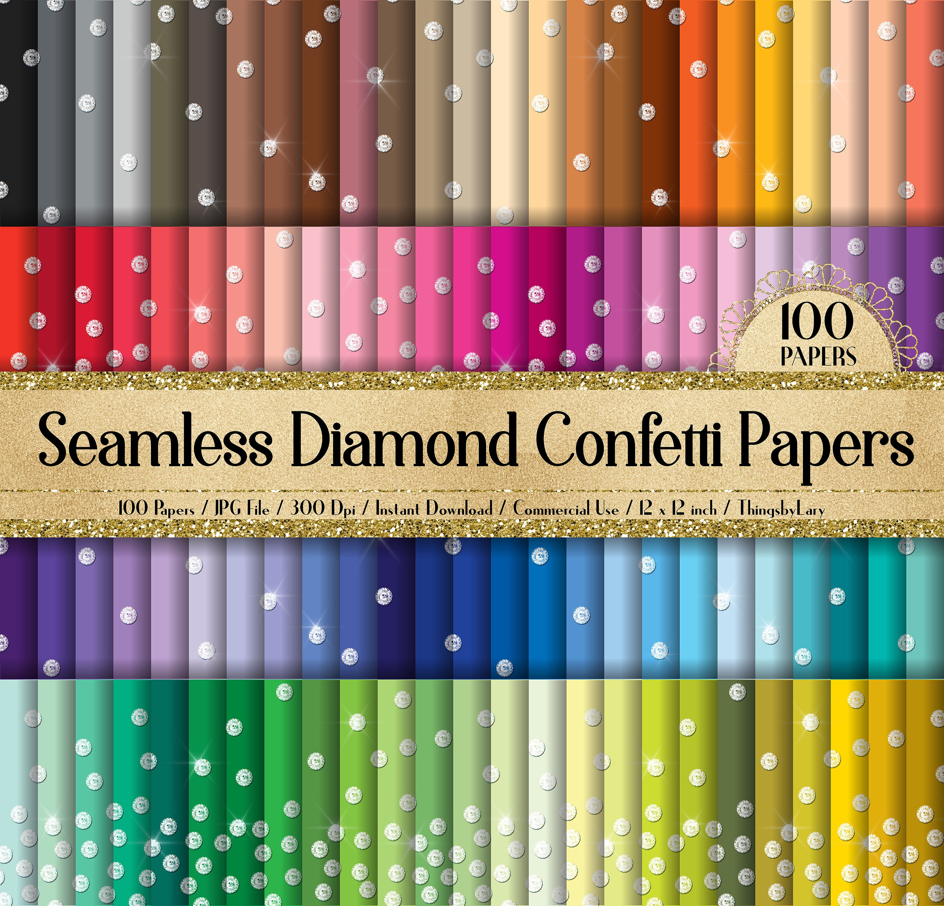 100 Seamless Realistic Falling Diamond Confetti Digital Papers | Etsy