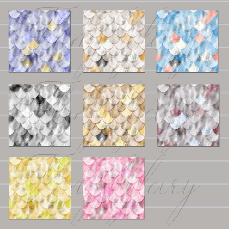 26 Seamless Foil Mermaid Dragon Fish Scale Digital Papers | Etsy