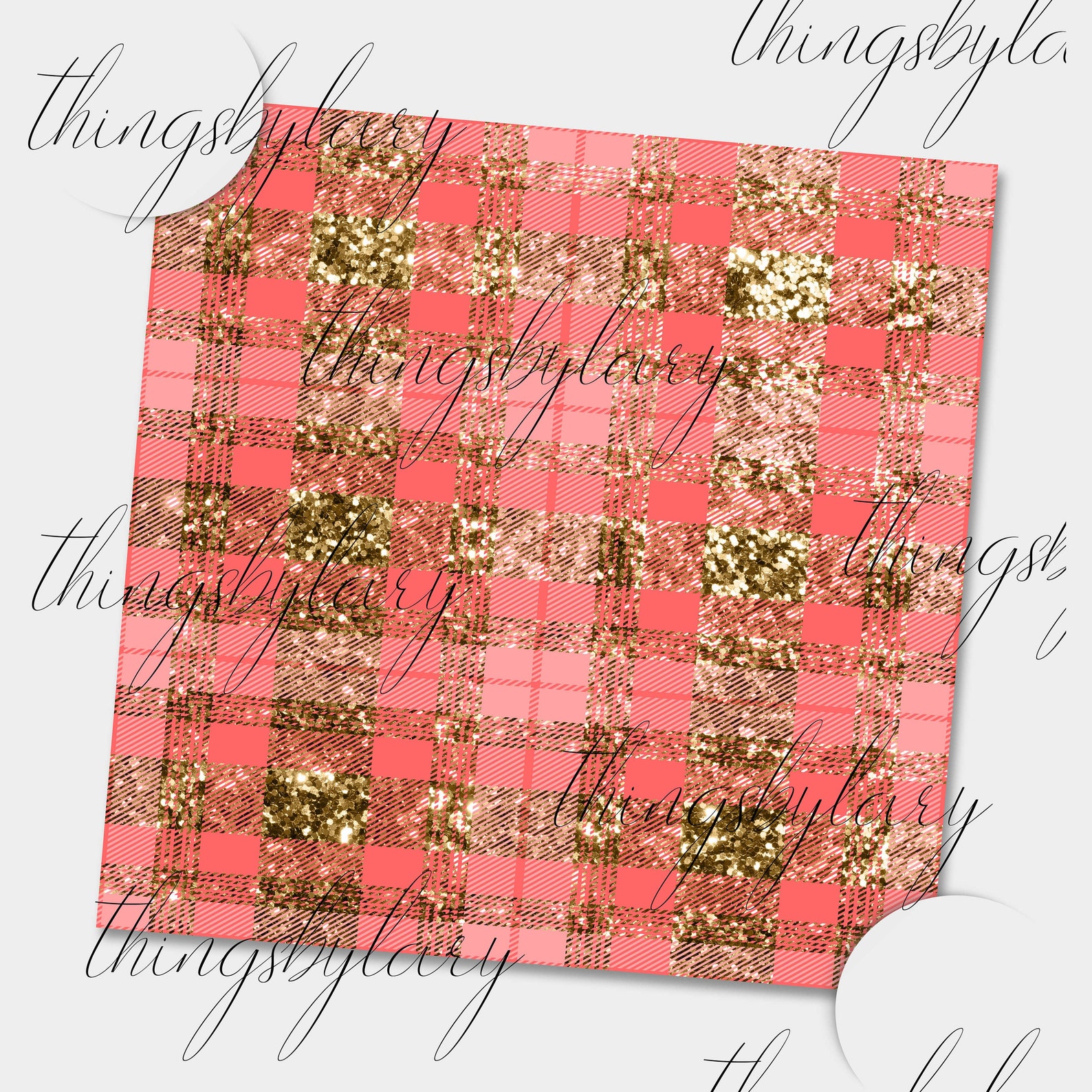 16 Gold Glitter and Peach Plaid Tartan Digital Paper Pack | Etsy