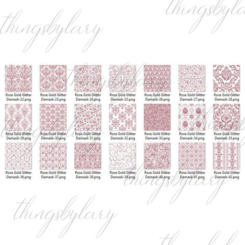 42 Rose Gold Glitter Seamless Damask Ornament Overlays 12in - Etsy