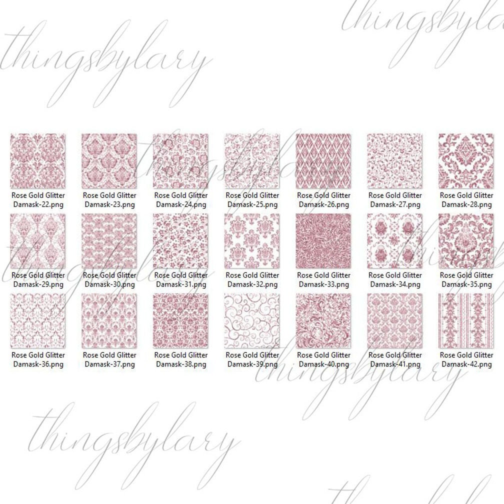 42 Rose Gold Glitter Seamless Damask Ornament Overlays 12in - Etsy