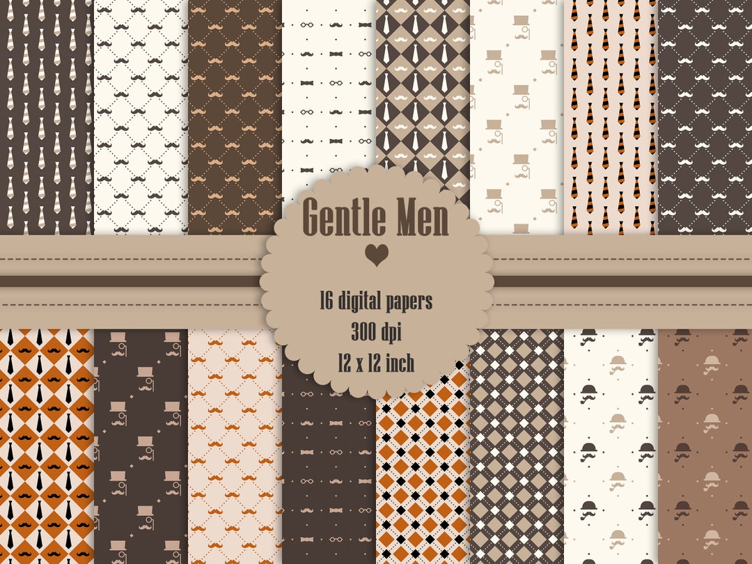 16 Gentlemen Digital Papers in 12 Inch, High Resolution 300 Dpi ...