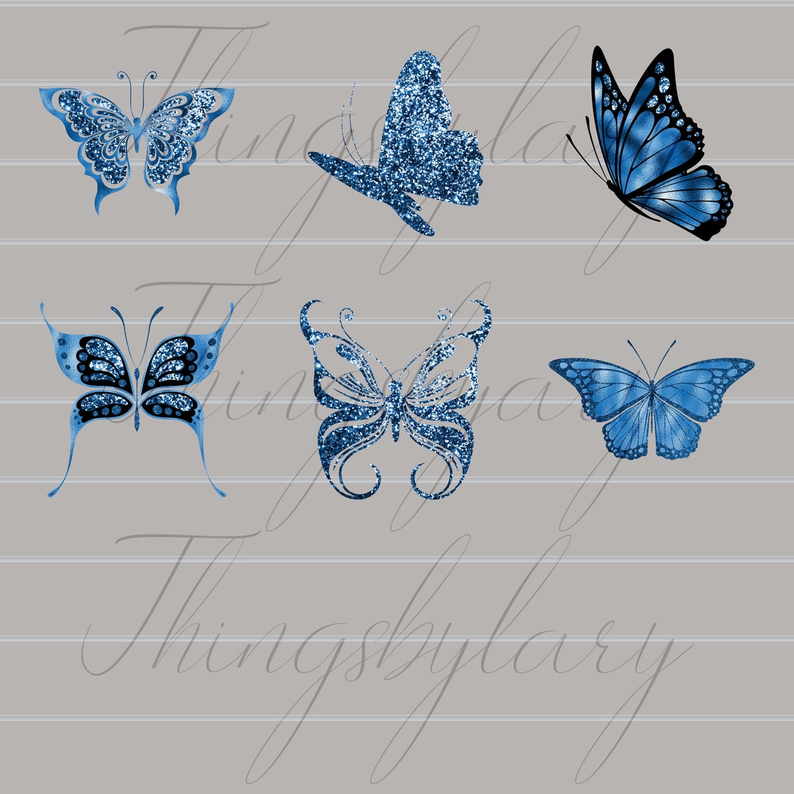 30 Royal Blue Foil and Glitter Butterfly Digital Image 300 Dpi - Etsy