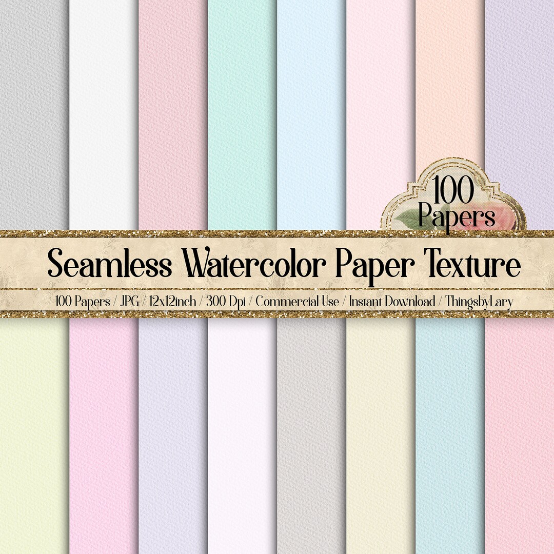 100 Seamless Watercolor Paper Texture Digital Papers 12x12" 300 Dpi ...