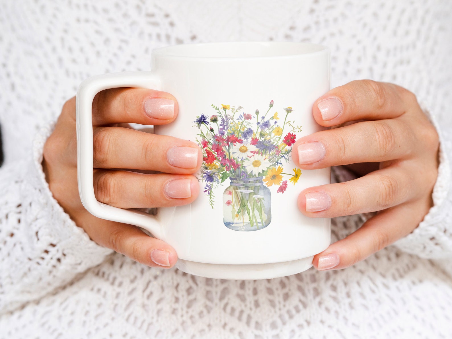 12 Watercolor Wildflower in a Mason Jar Ephemera Isolated Transparent ...