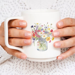 12 Watercolor Wildflower in a Mason Jar Ephemera Isolated Transparent ...