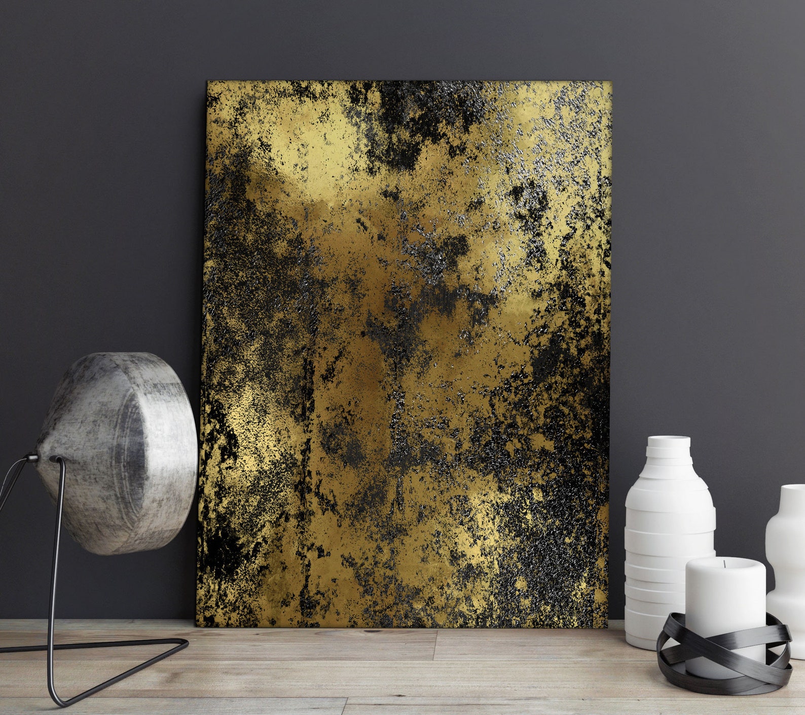 16 Distressed Metallic Gold Foil and Black Digital Papers 12" 300 Dpi ...