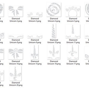 20 Diamond Unicorn Clip Arts 300 Dpi Instant Download Commercial Use ...