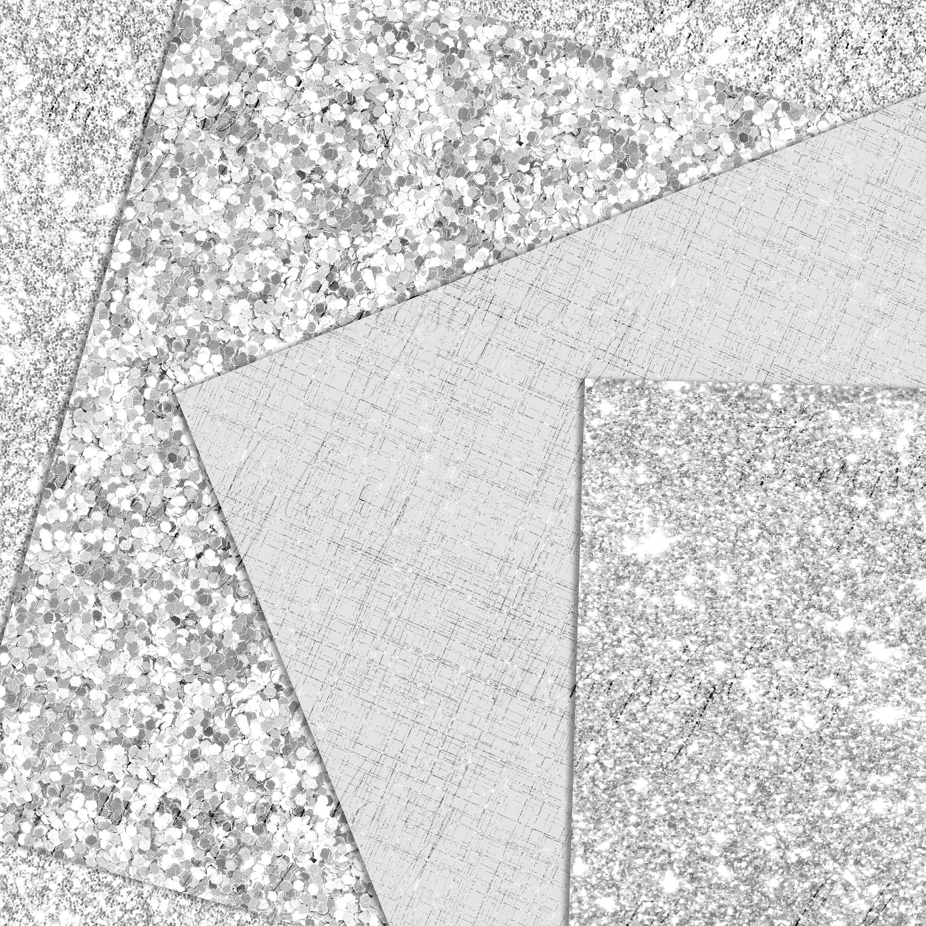 16 Seamless White Glitter Digital Papers Commercial Use Silver Glitter ...