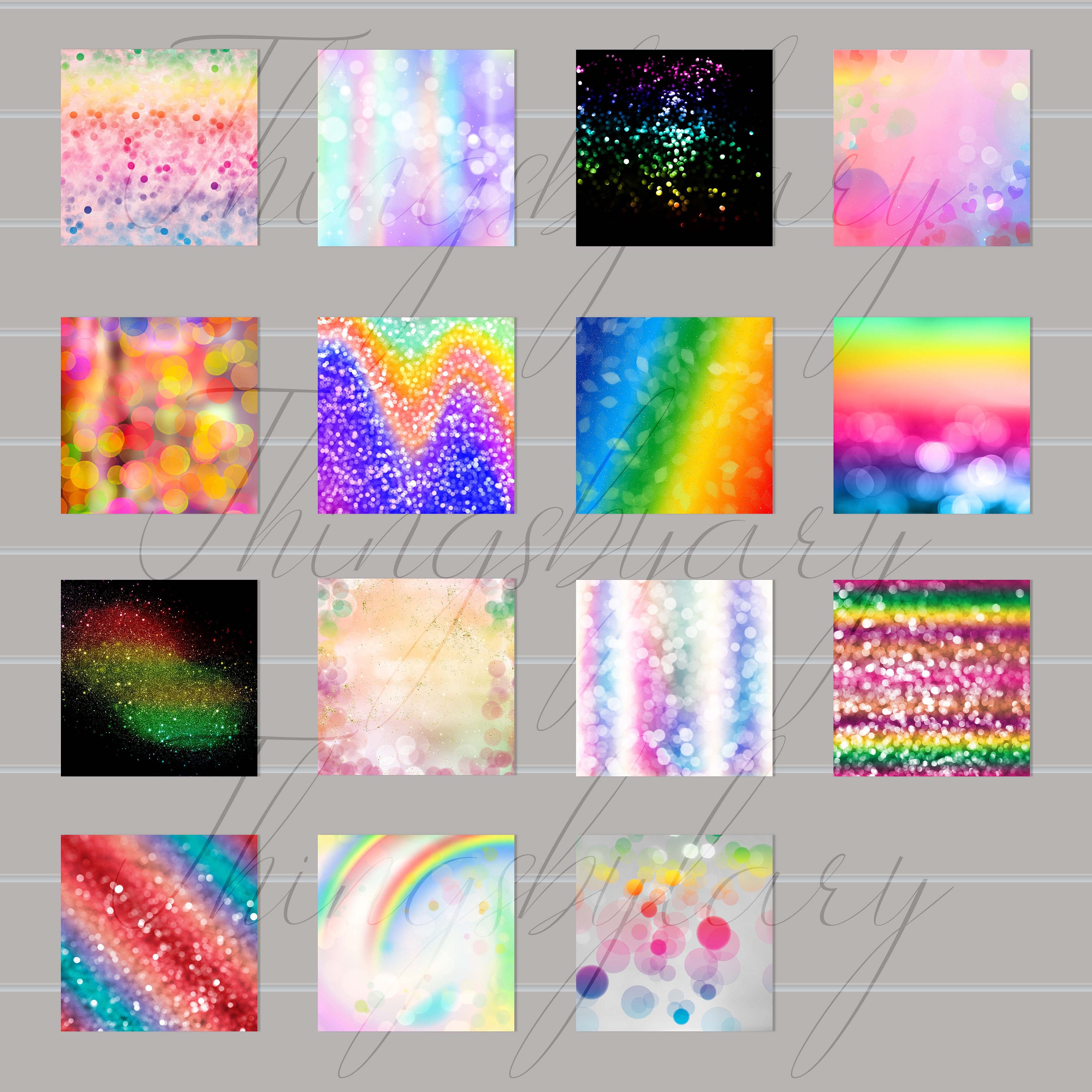 30 Rainbow Shimmering Bokeh Digital Papers 12x12" 300 Dpi Instant ...