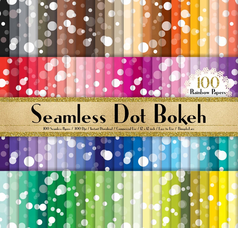 100 Seamless Dot Bokeh Background Papers 12 Inch 300 Dpi Instant ...
