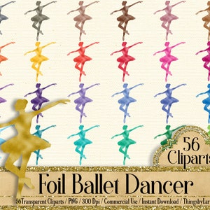 100 Foil Ballet Dancer Silhouette Clip Arts 300 Dpi Instant Download ...