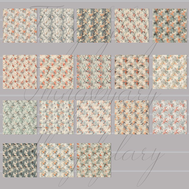 18 Seamless Vintage Mini Floral Digital Papers Commercial Use Old ...