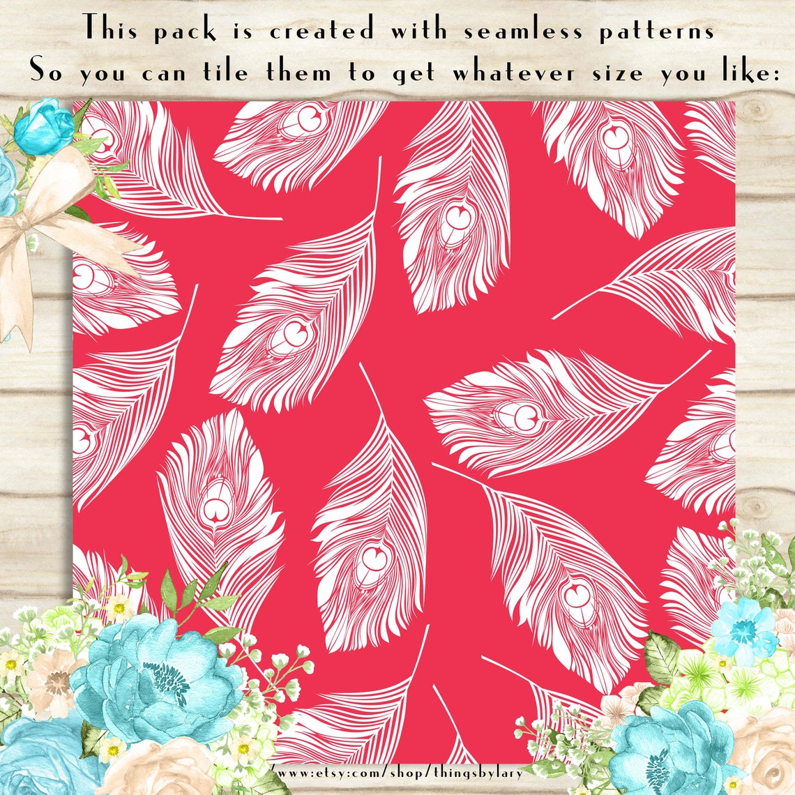 100 Seamless Peacock Feather Digital Paperspeacock Digital | Etsy