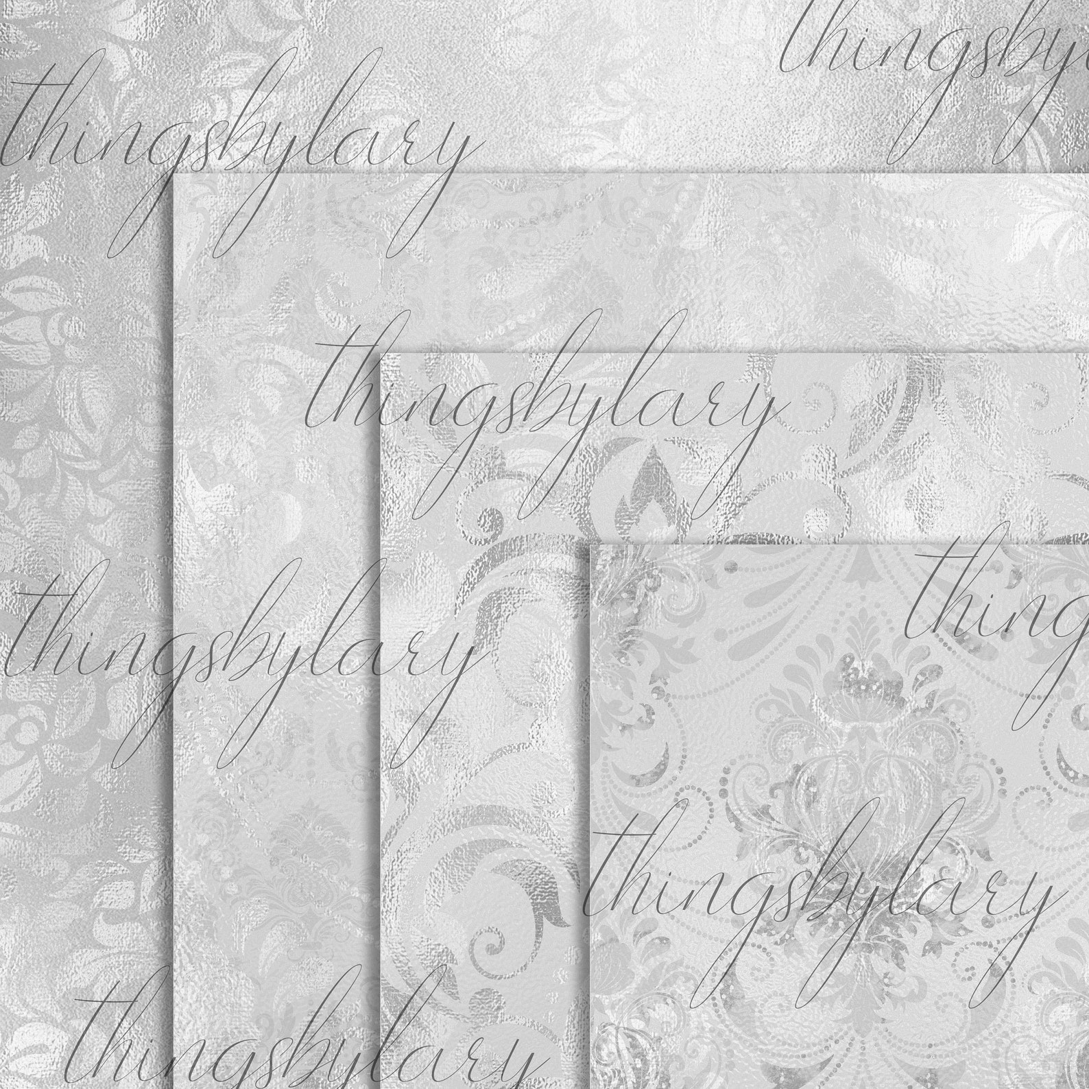 16 Silver Wedding Shimmer Damask Digital Papers Commercial - Etsy
