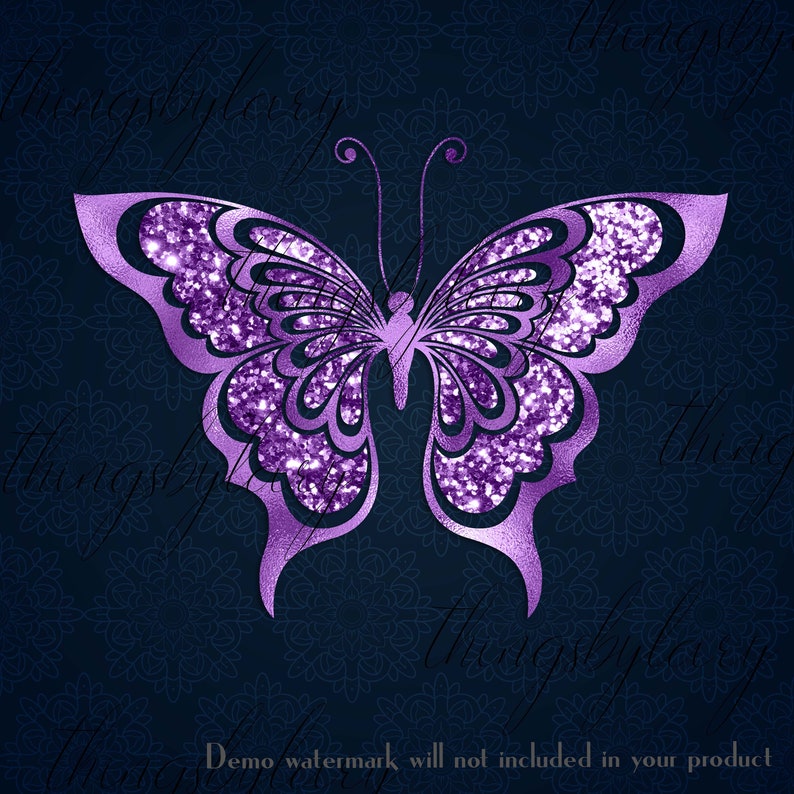 30 Lavender Purple Foil and Glitter Butterfly PNG Image - Etsy
