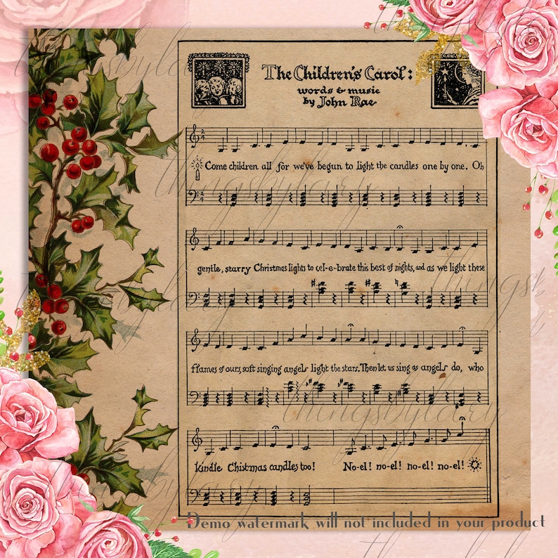 16 Vintage Christmas Music Sheet Digital Papers 12x12 | Etsy