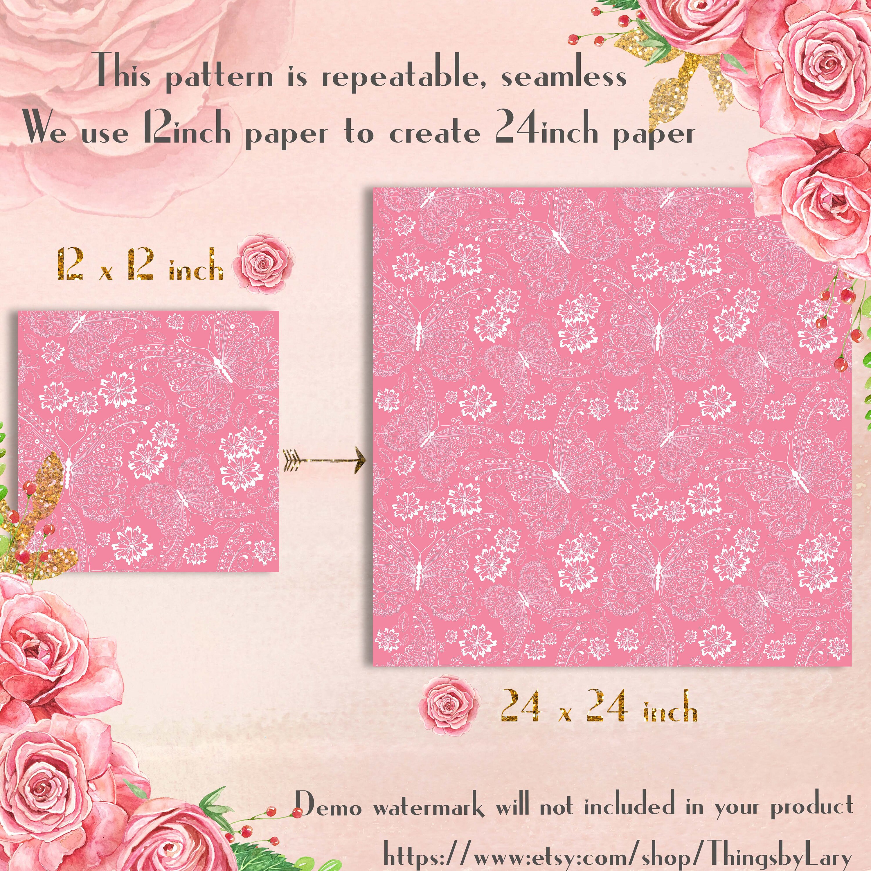 100 Seamless Butterfly and Flower Papers 12 Inch ,300 Dpi Planner Paper ...