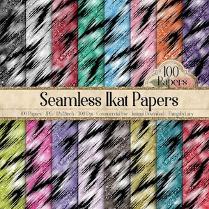100 Seamless Glitter Ikat Pattern Digital Papers 12x12" 300 Dpi Planner ...