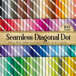 100 Seamless Diagonal White Polka Dot Papers 12x12" 300 Dpi Commercial ...