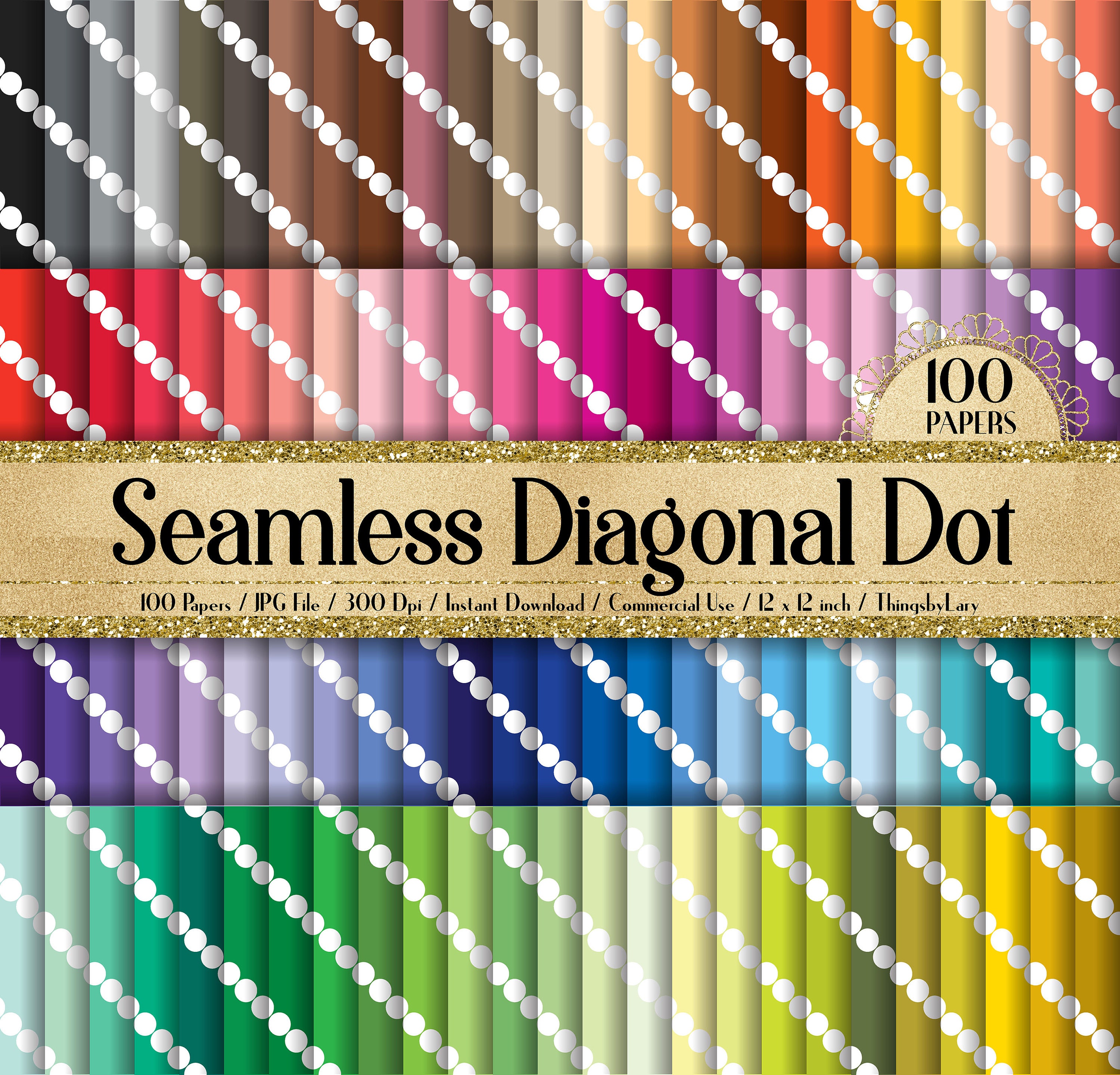 100 Seamless Diagonal White Polka Dot Papers 12x12 300 - Etsy